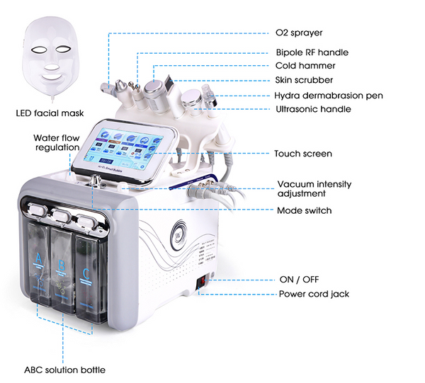 7 in 1 oxygen hydrafacial peel dermabrasion beauty machine with Led Ma ...